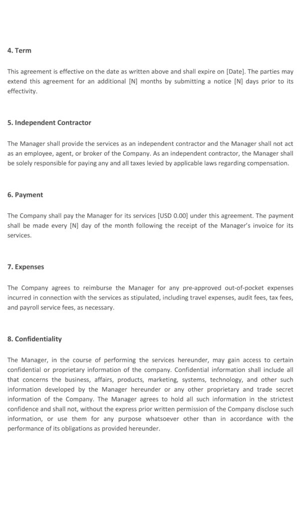 Management Agreement Template - MbcVirtual