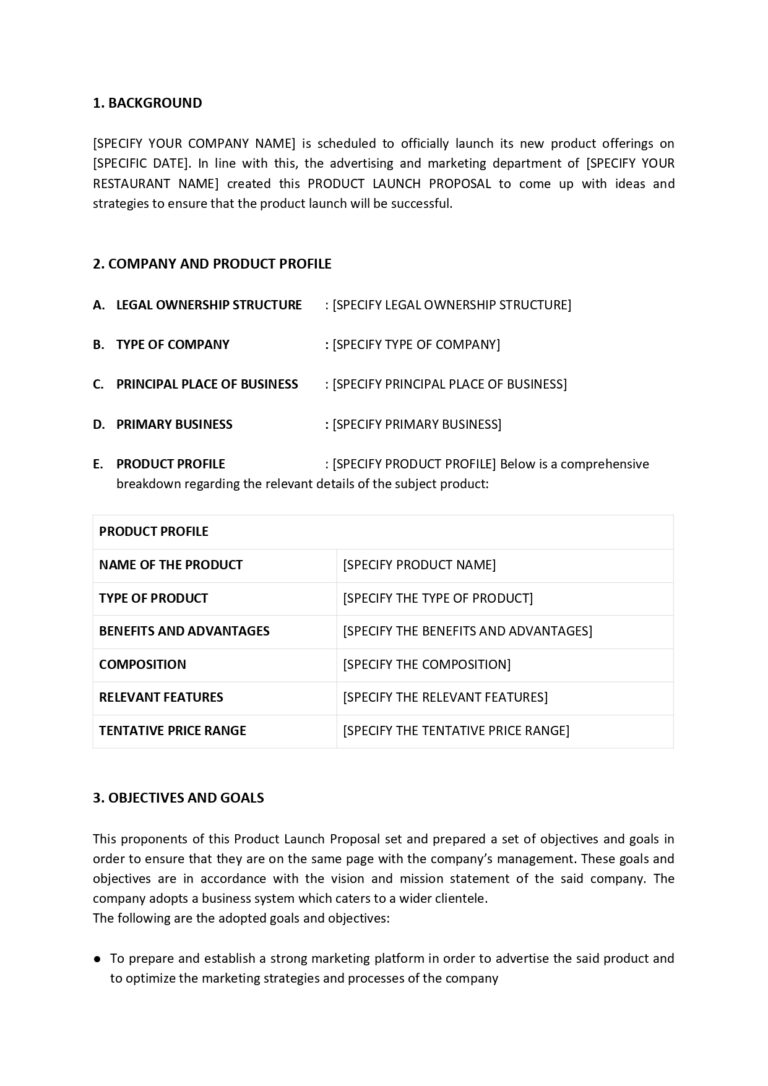 Product Launch Proposal Template - MbcVirtual