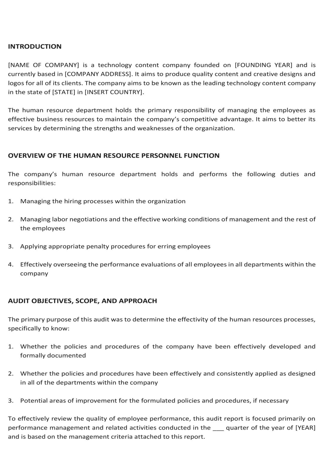 HR Audit Report Template - MbcVirtual