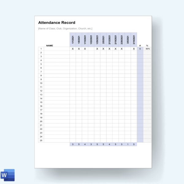 Attendance Record Template - MbcVirtual