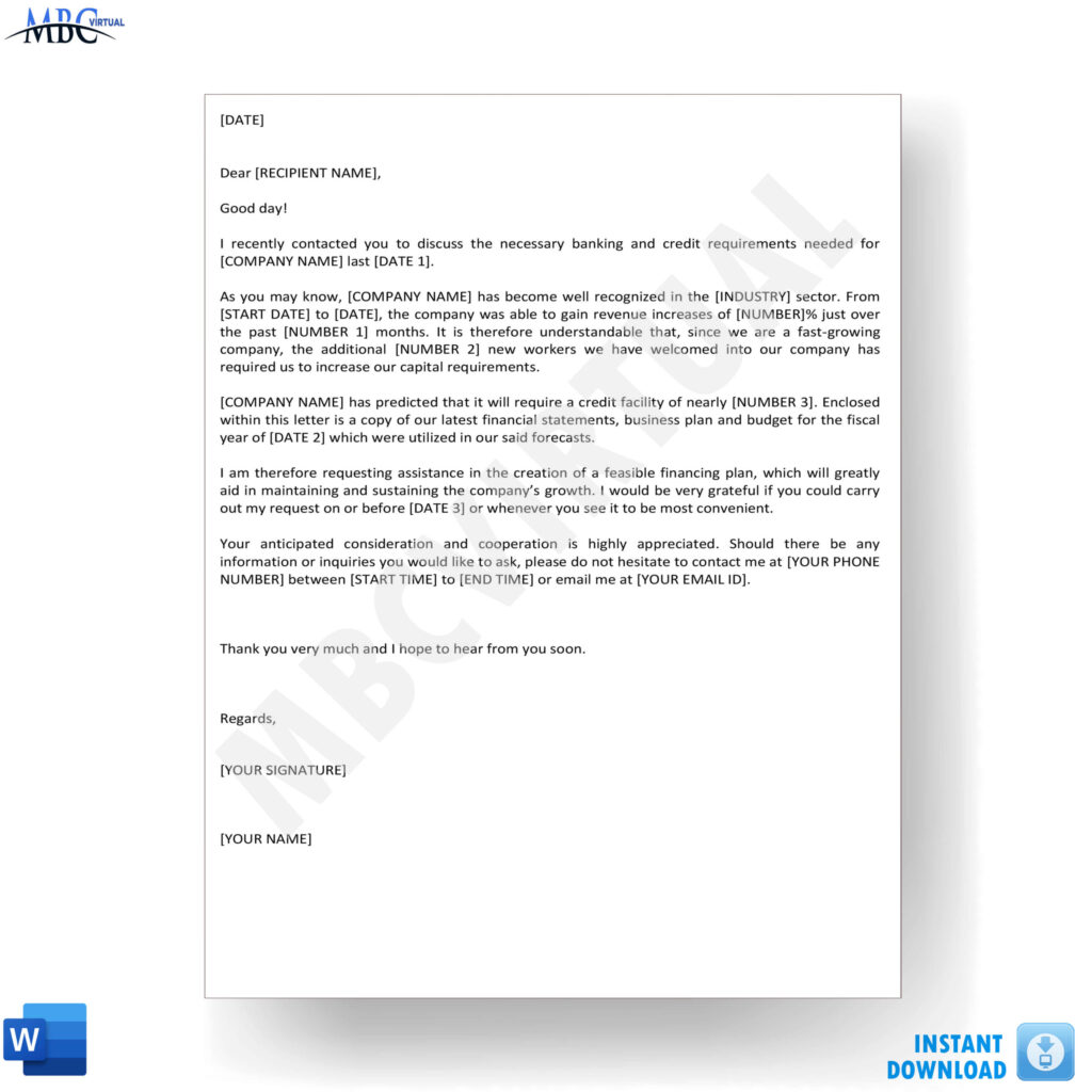 Request to Bank for Copy of Credit Report Template - MbcVirtual