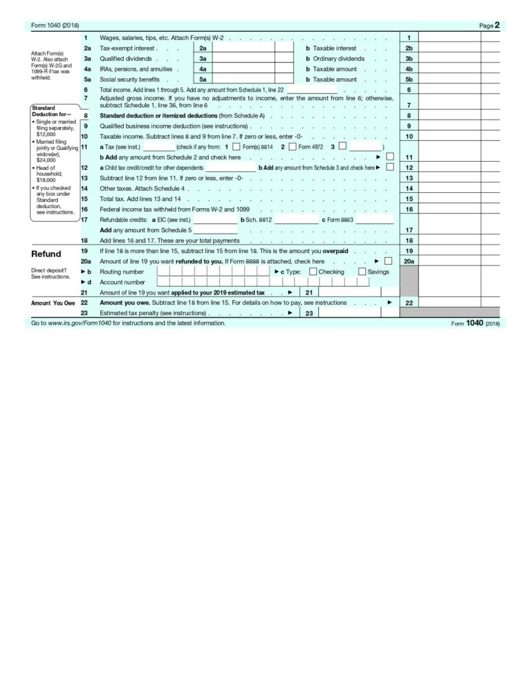 Form 1040, U.S. Individual Income Tax Return 2018 - MbcVirtual