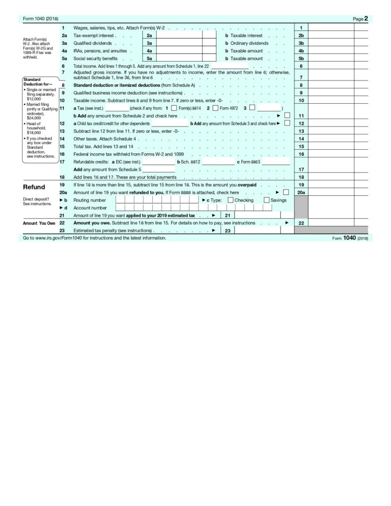 Form 1040, U.S. Individual Income Tax Return 2018 - MbcVirtual
