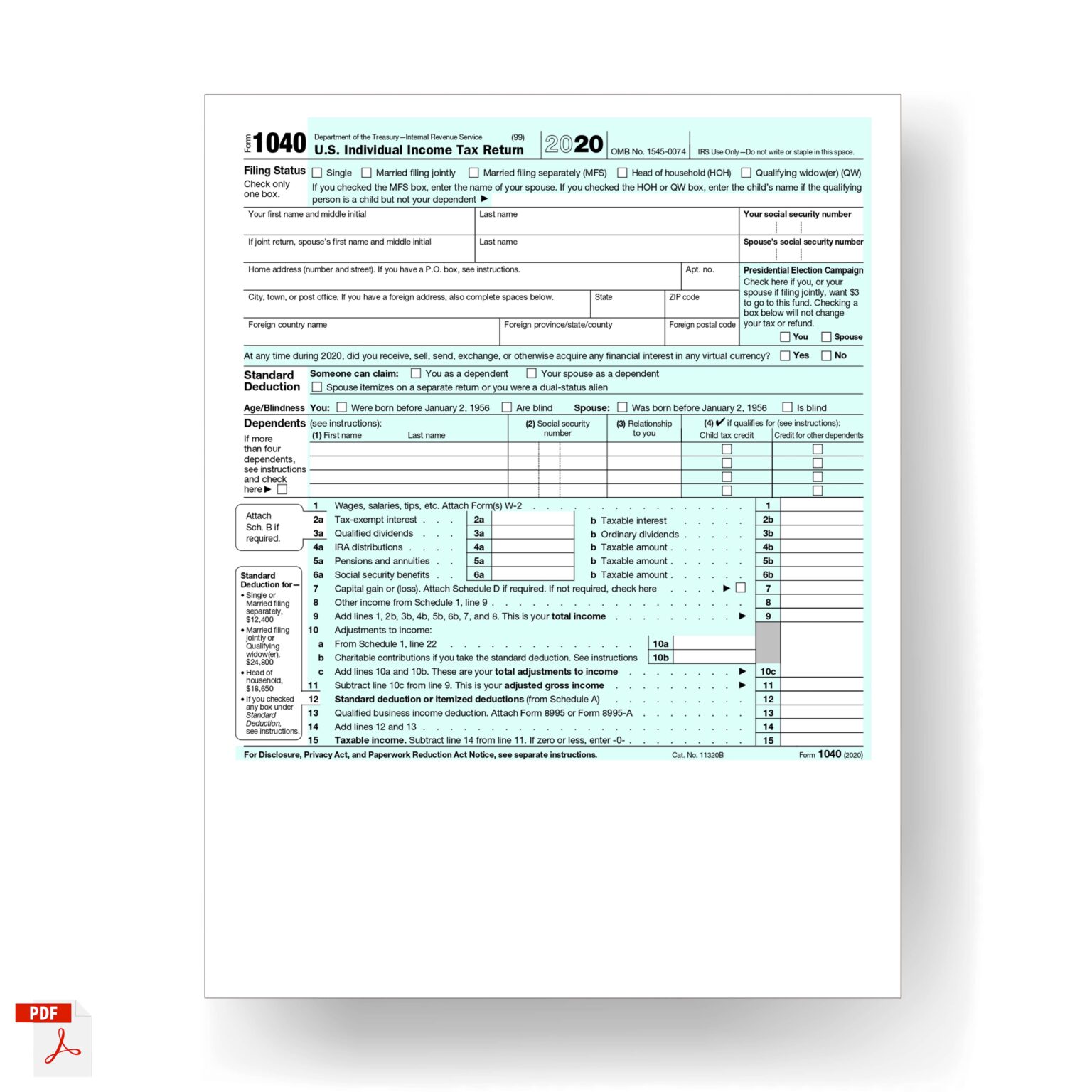 Form 1040, U.S. Individual Income Tax Return 2018 - MbcVirtual