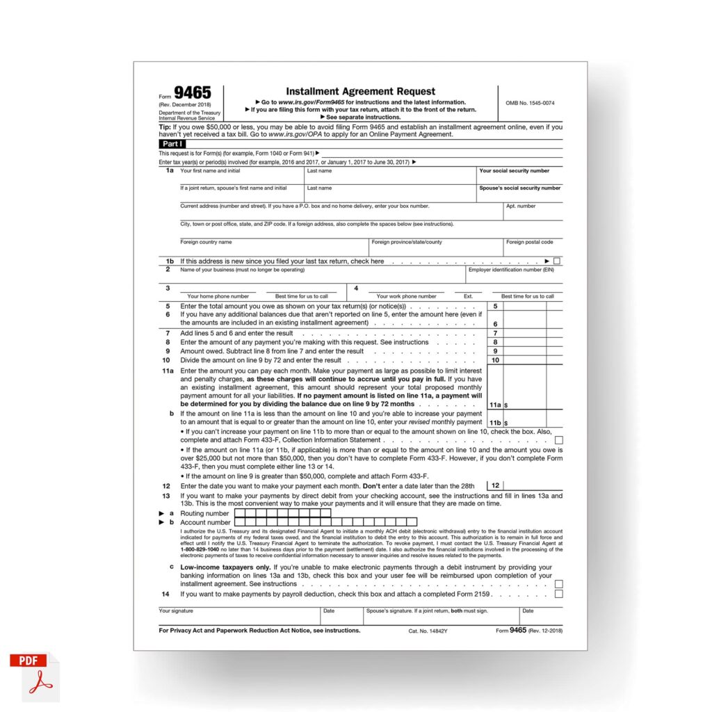 Form 9465, Installment Agreement Request 2020 - MbcVirtual