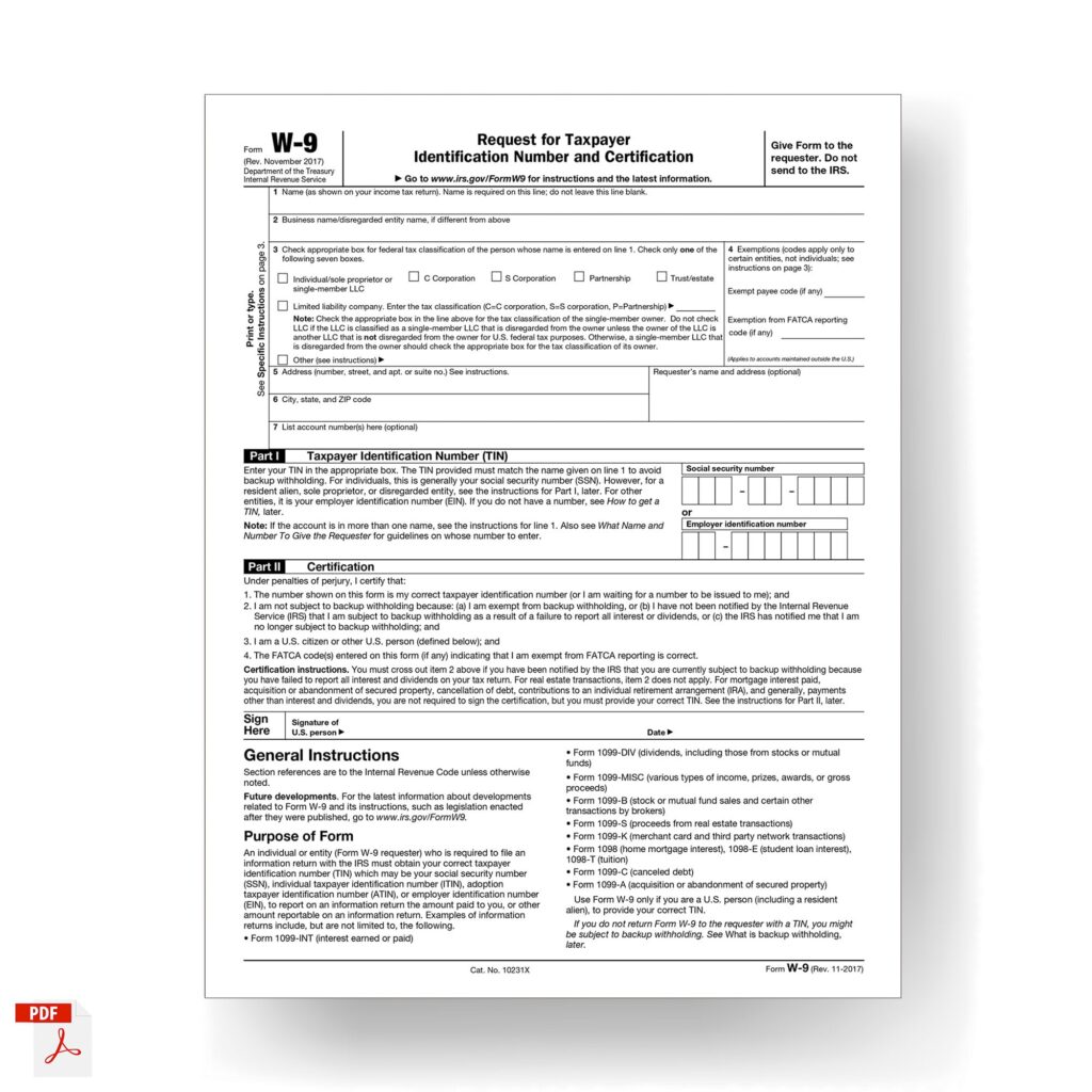 Form W-9, Request for Taxpayer Identification Number and Certification ...