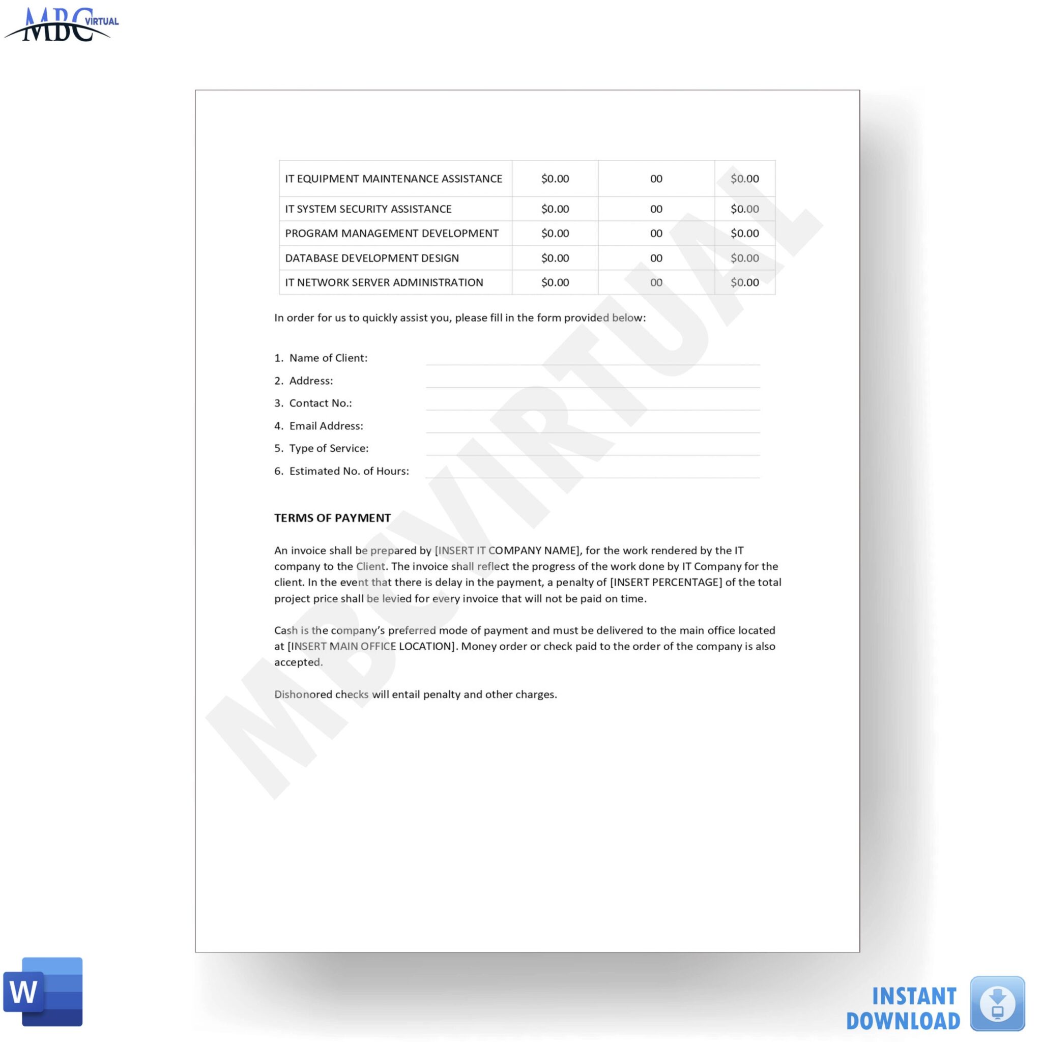 IT Service Quotation Template - MbcVirtual