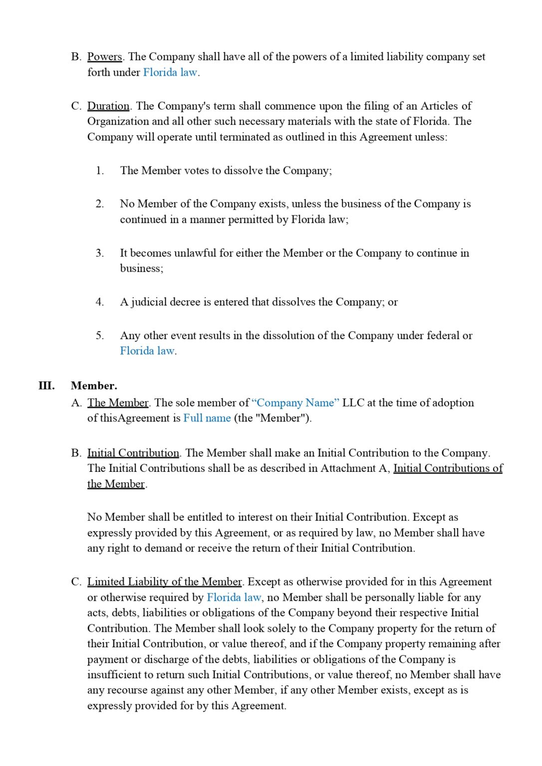 LLC Operating Agreement Template - MbcVirtual