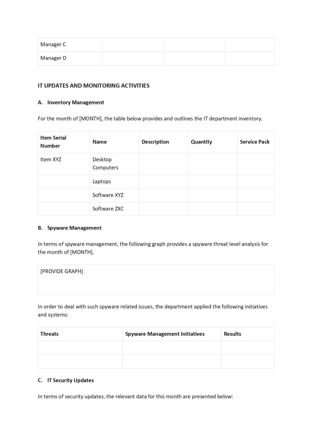 Monthly IT report Template for Management Template - MbcVirtual