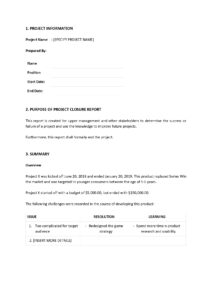 Project Closure Report Template - MbcVirtual