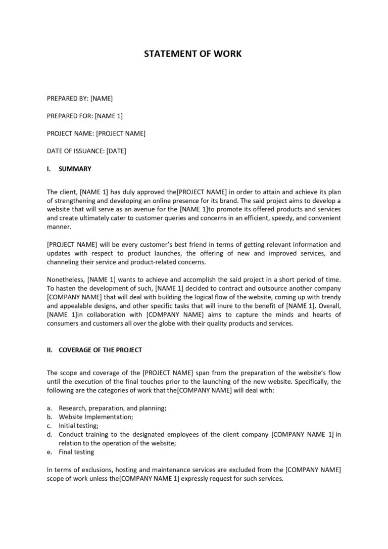 Statement of Work Template - MbcVirtual