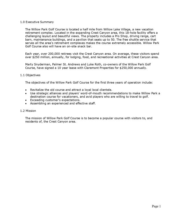 Pro Golf Course Business Plan Template - MbcVirtual