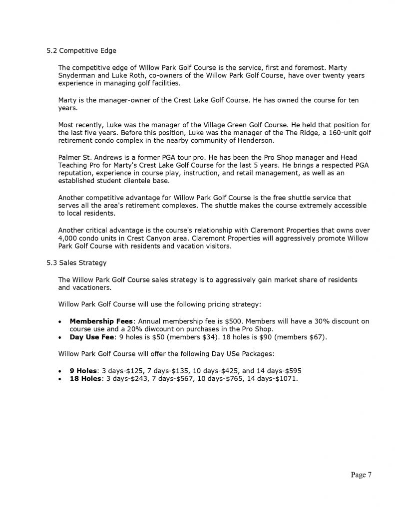 Pro Golf Course Business Plan Template - MbcVirtual