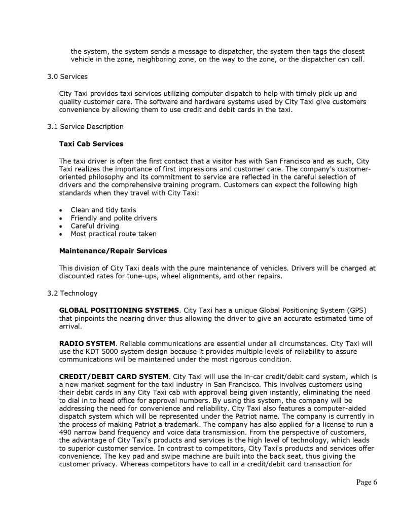 Pro Taxi Business Plan Template - MbcVirtual