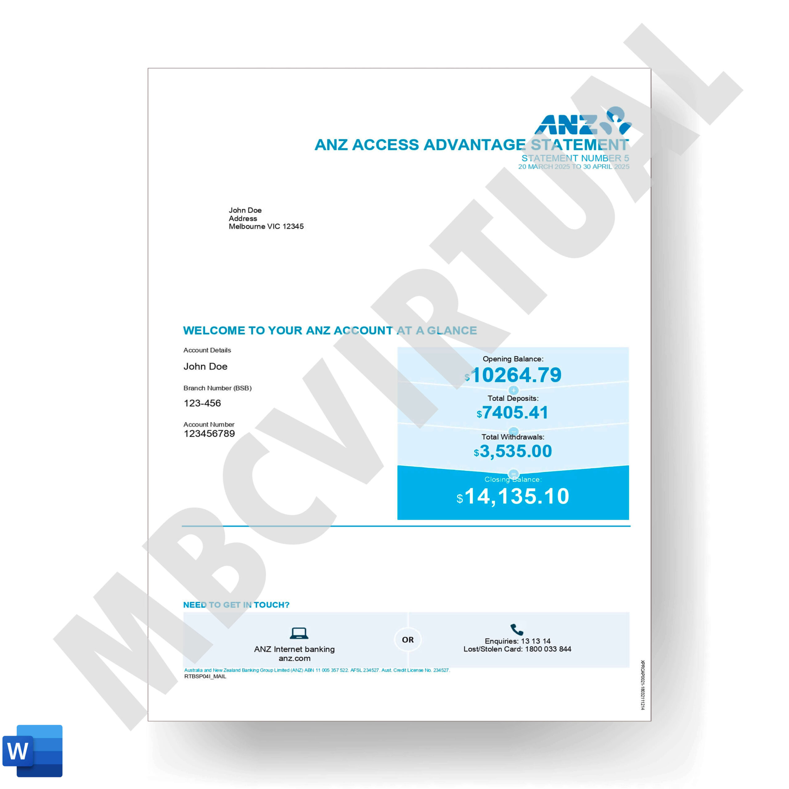 ANZ Bank Statement - MbcVirtual