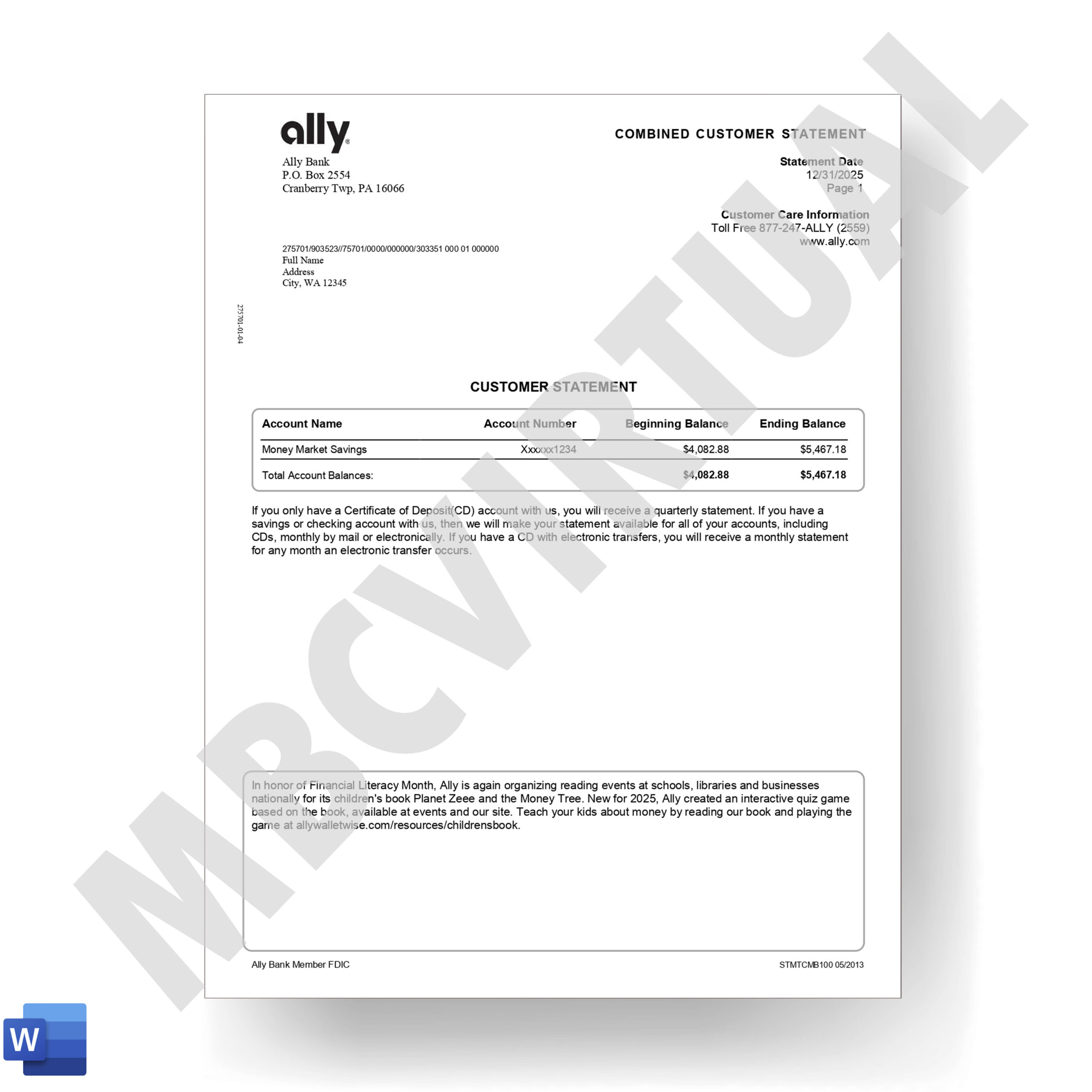 Ally Bank Statement - MbcVirtual