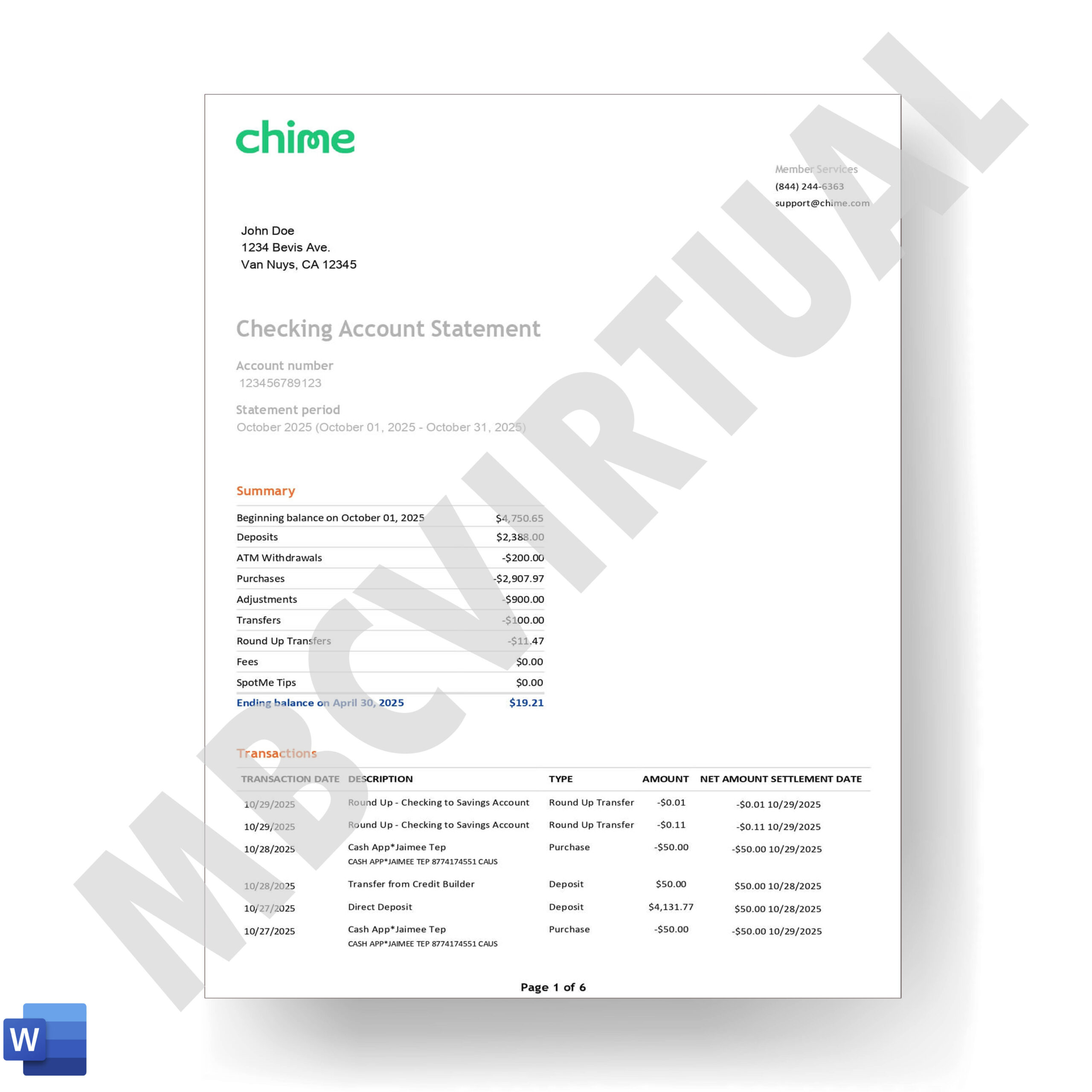 Chime Bank Statement - MbcVirtual