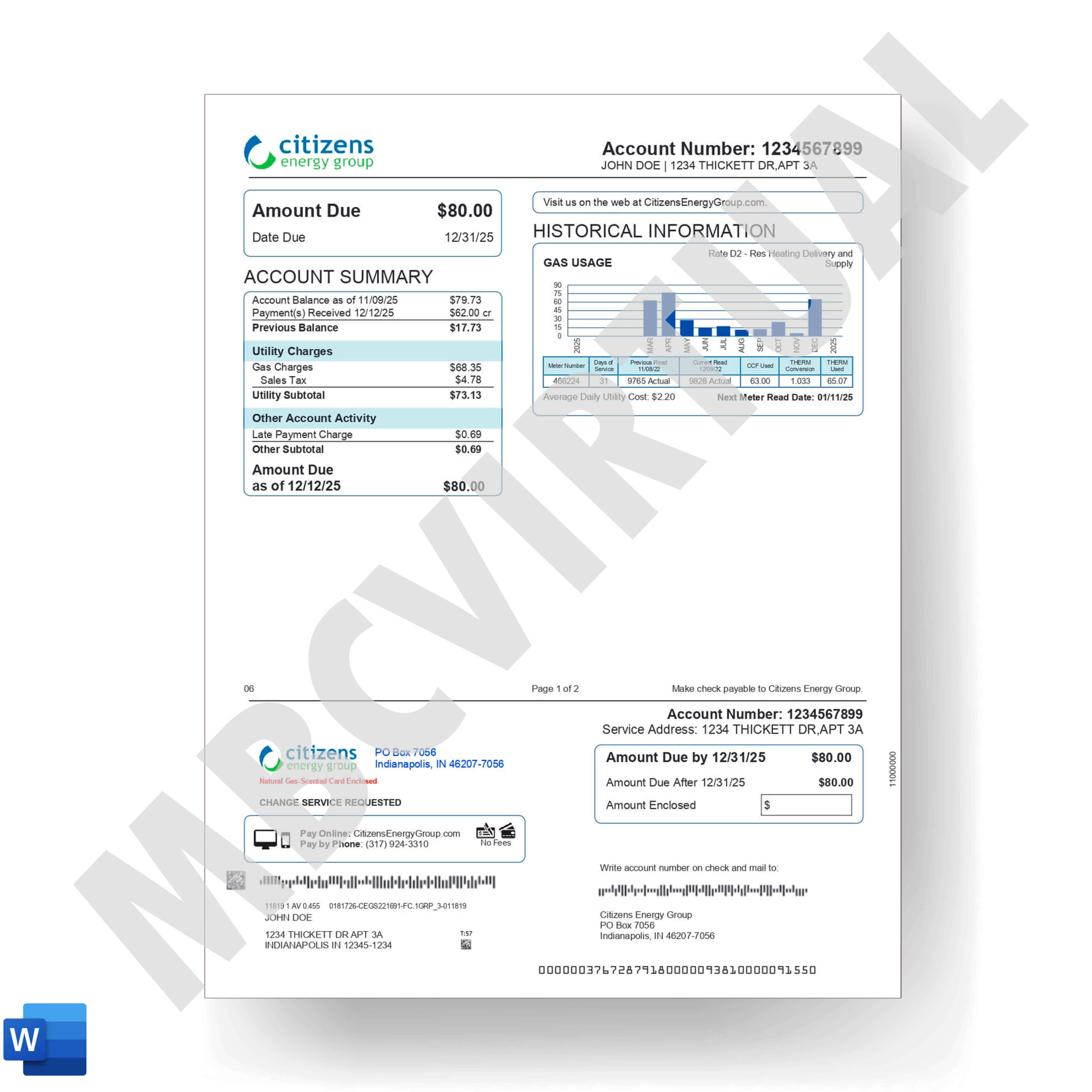Citizens Energy Group Bill Template - MbcVirtual