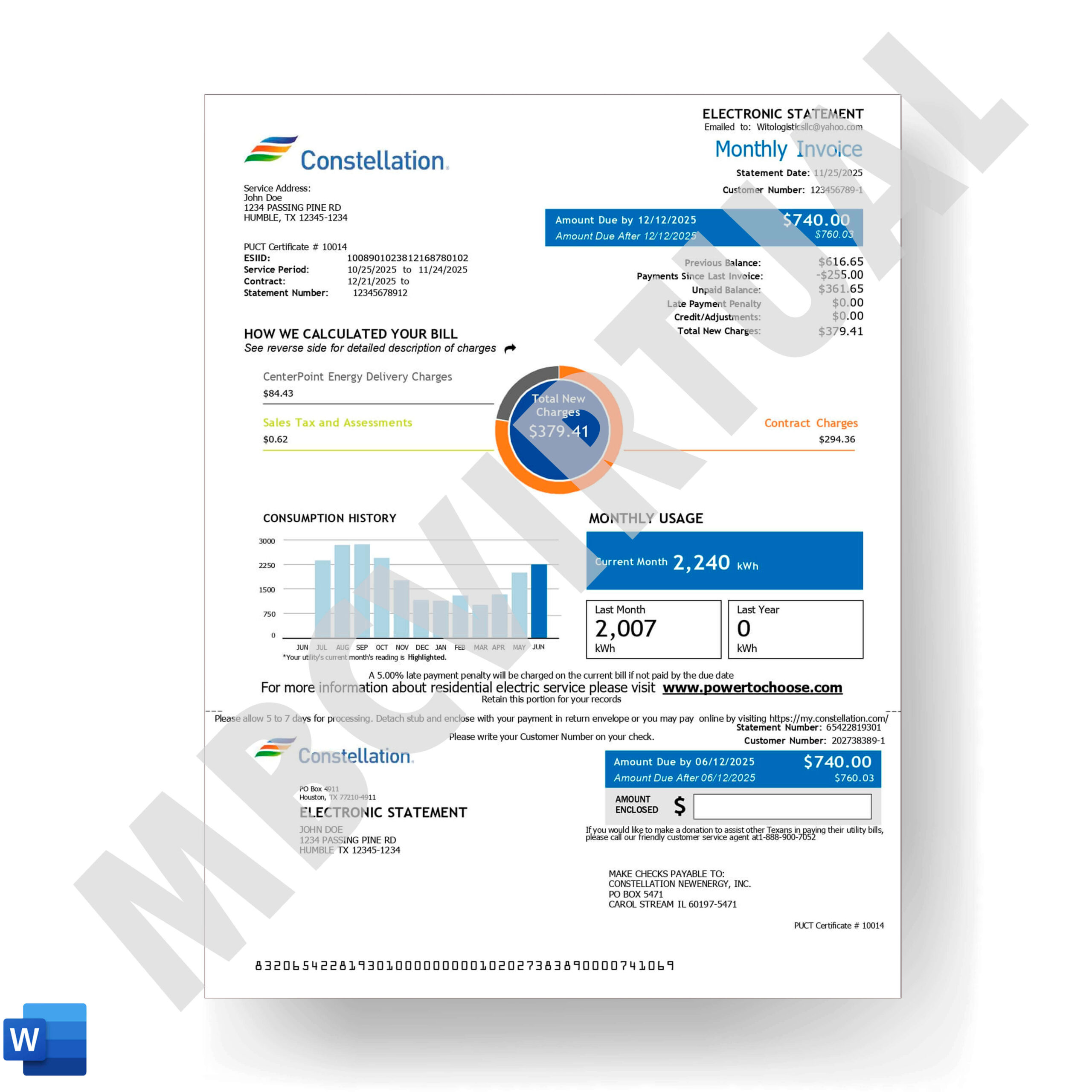 Constellation Utility Bill Template - MbcVirtual