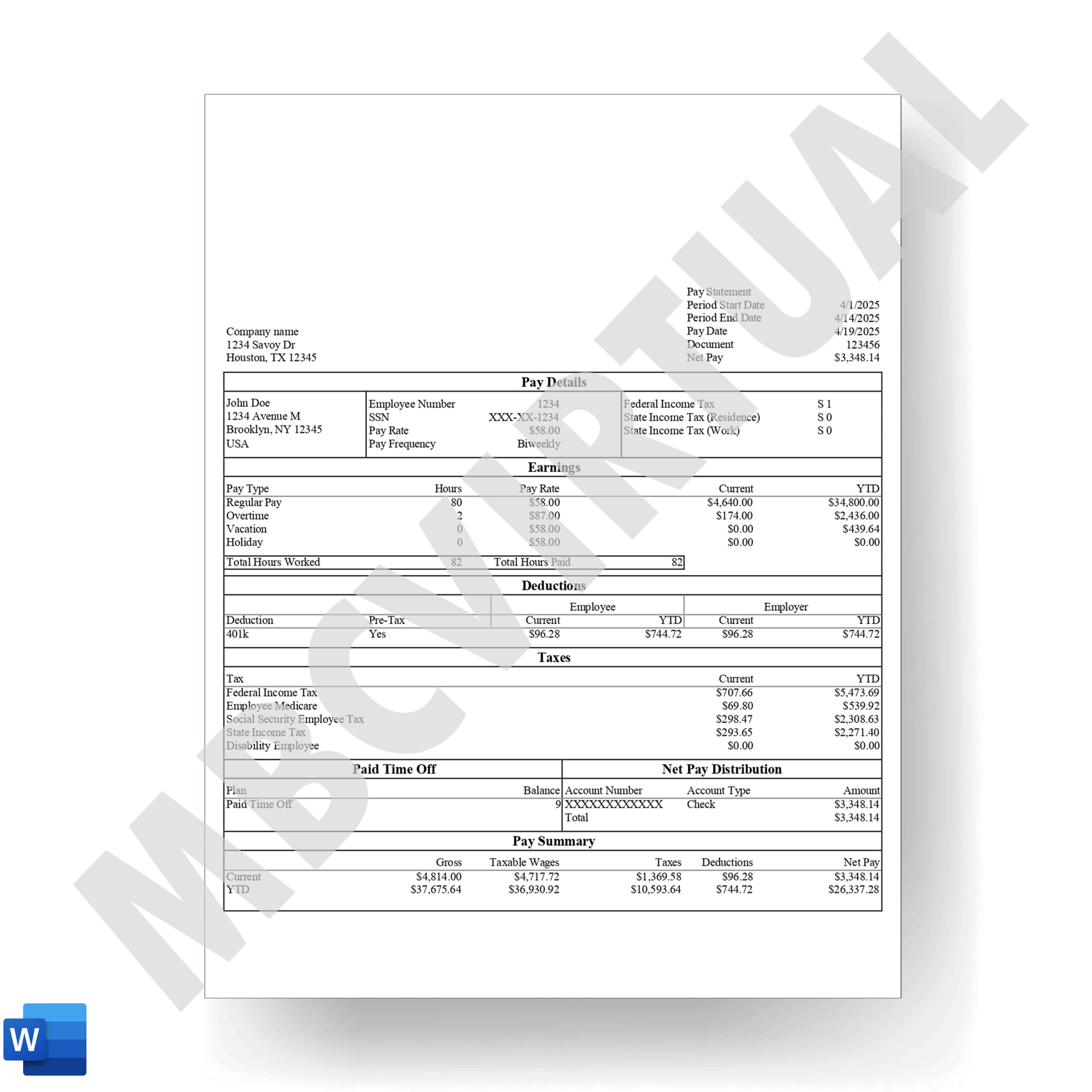 Editable Paystub Template - MbcVirtual