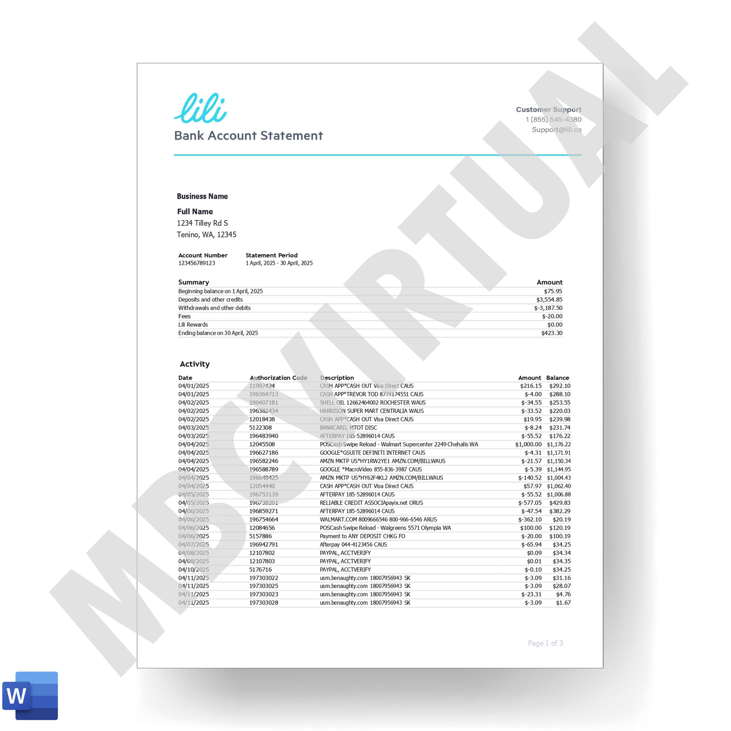 Lili Bank Statement - MbcVirtual