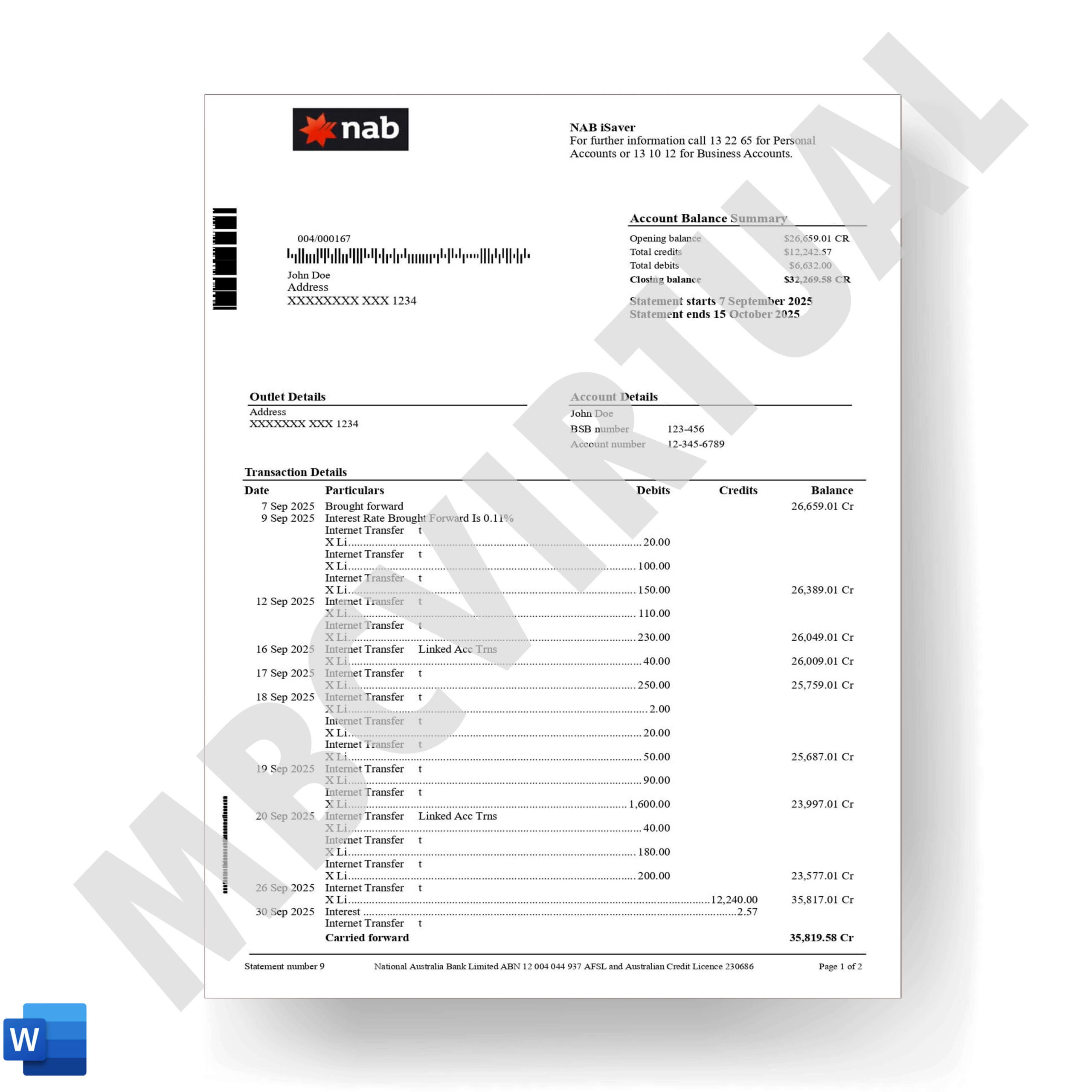 NAB Bank Statement - MbcVirtual