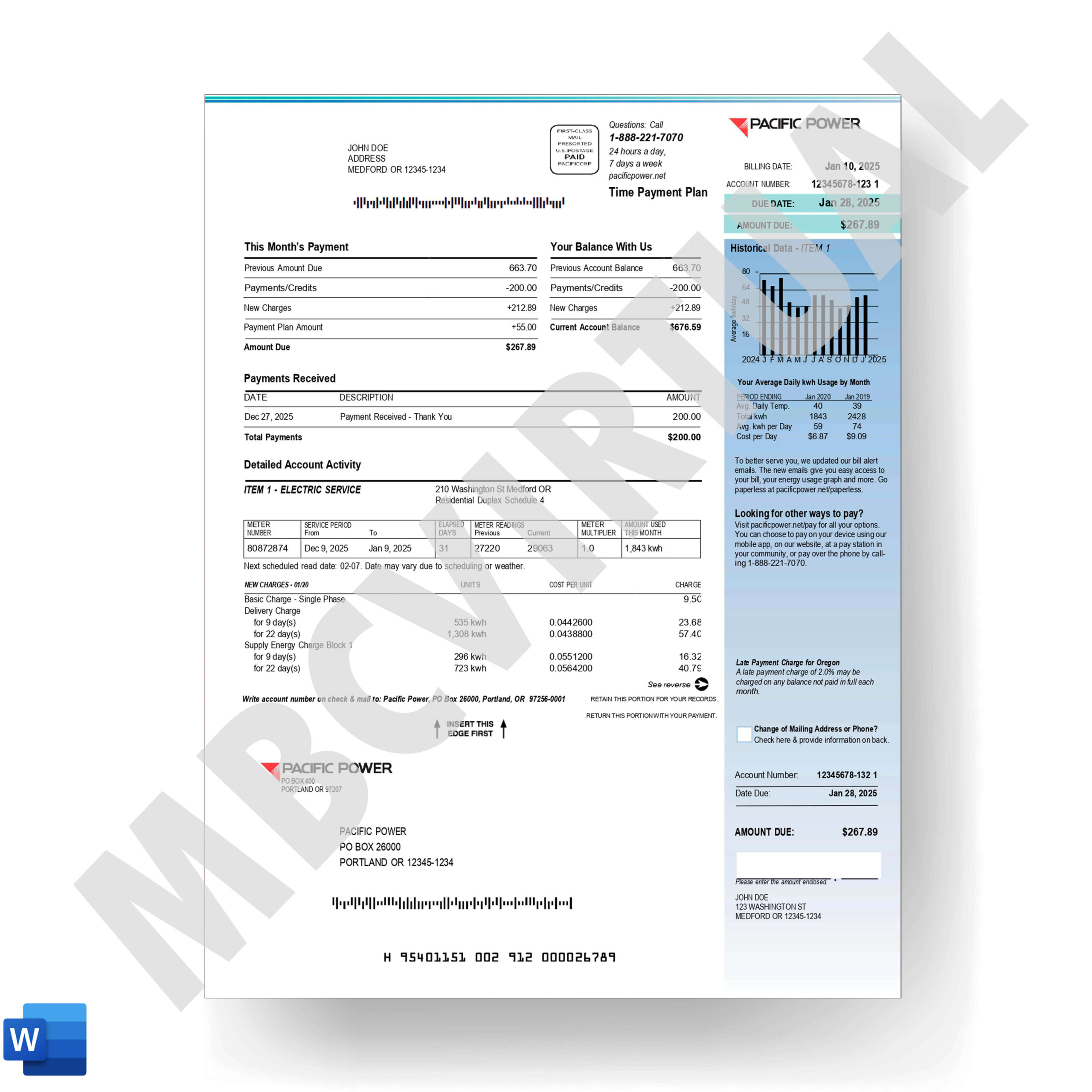 Pacific Power Bill Template - MbcVirtual