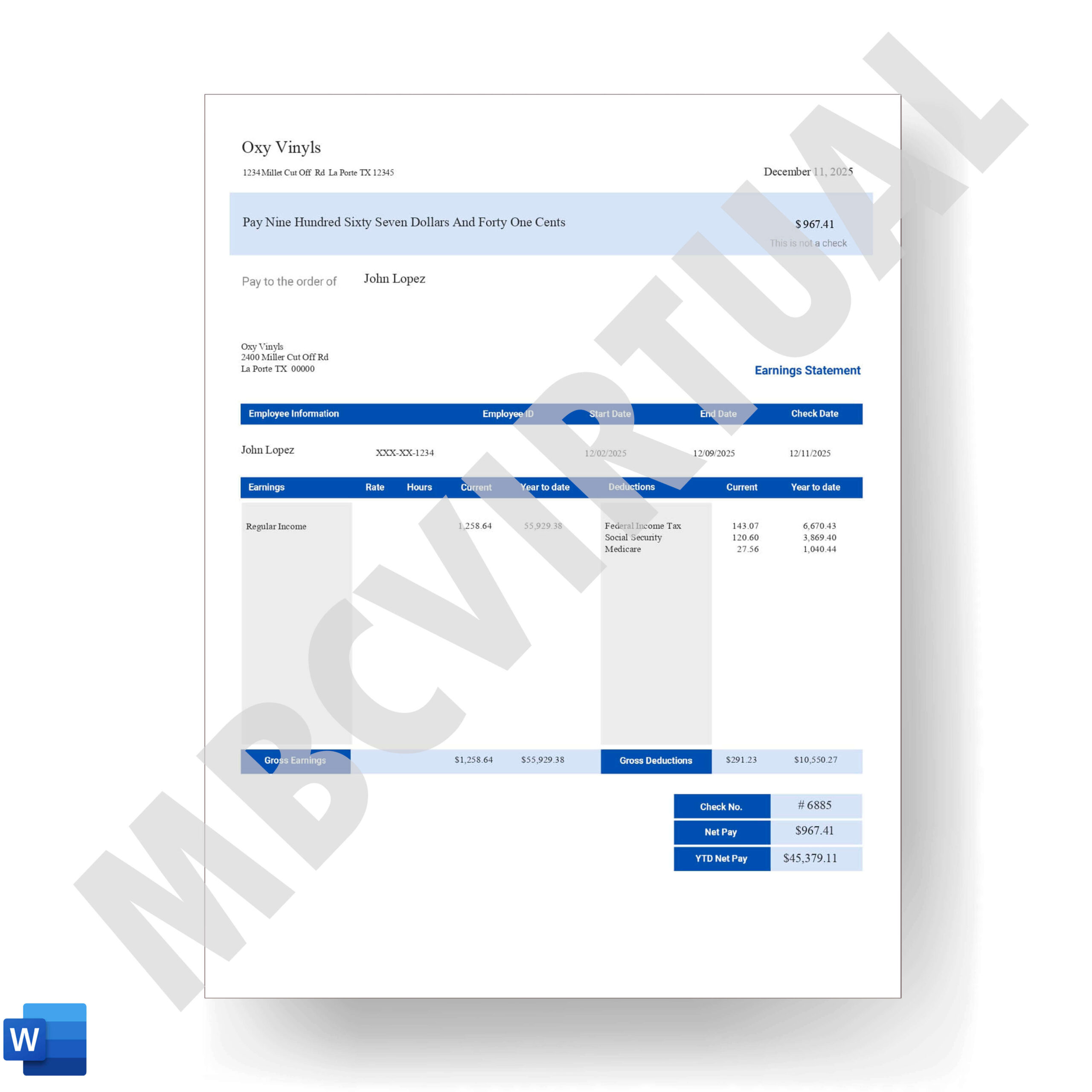 Personal Paystub Template - MbcVirtual