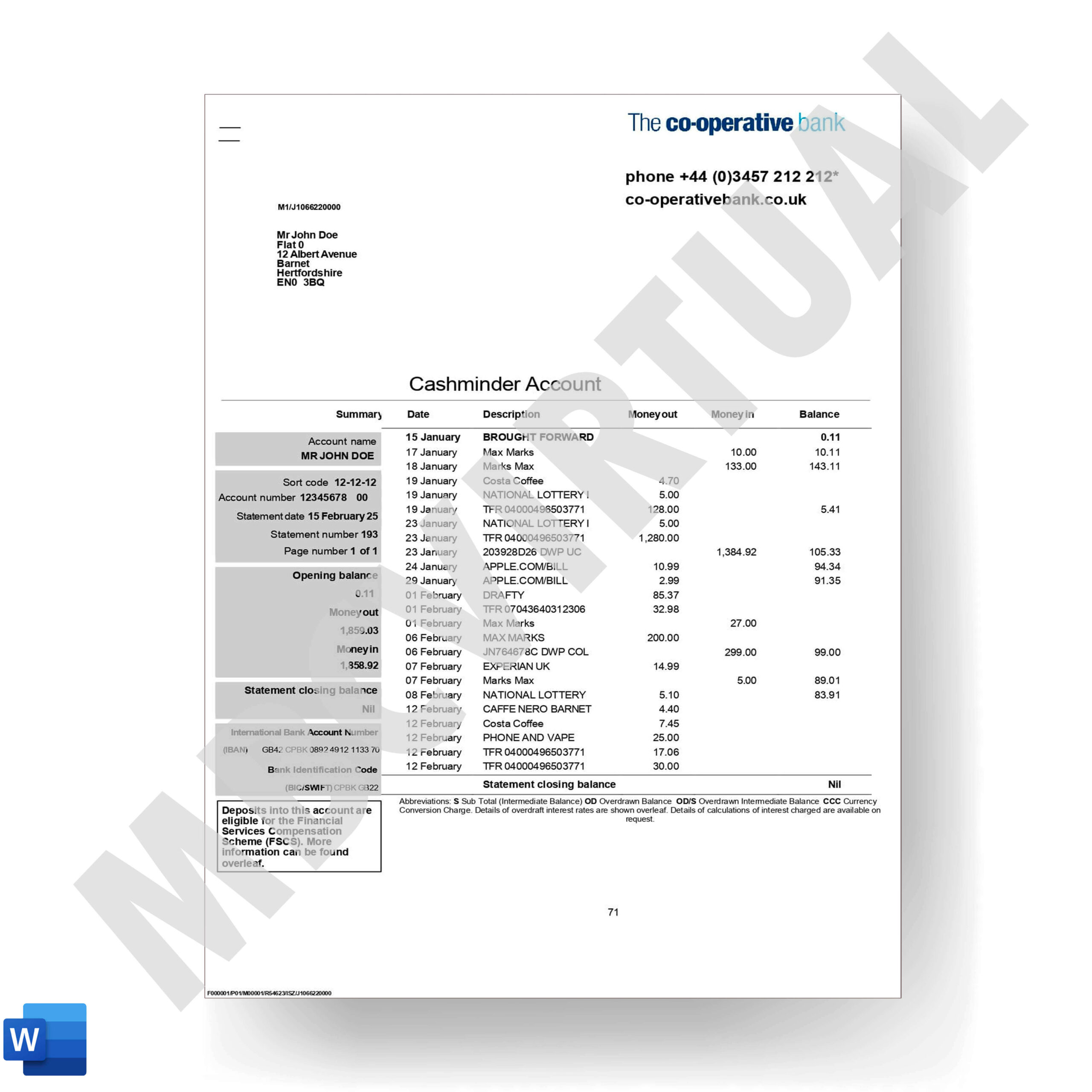 The Co-operative Bank Statement - MbcVirtual