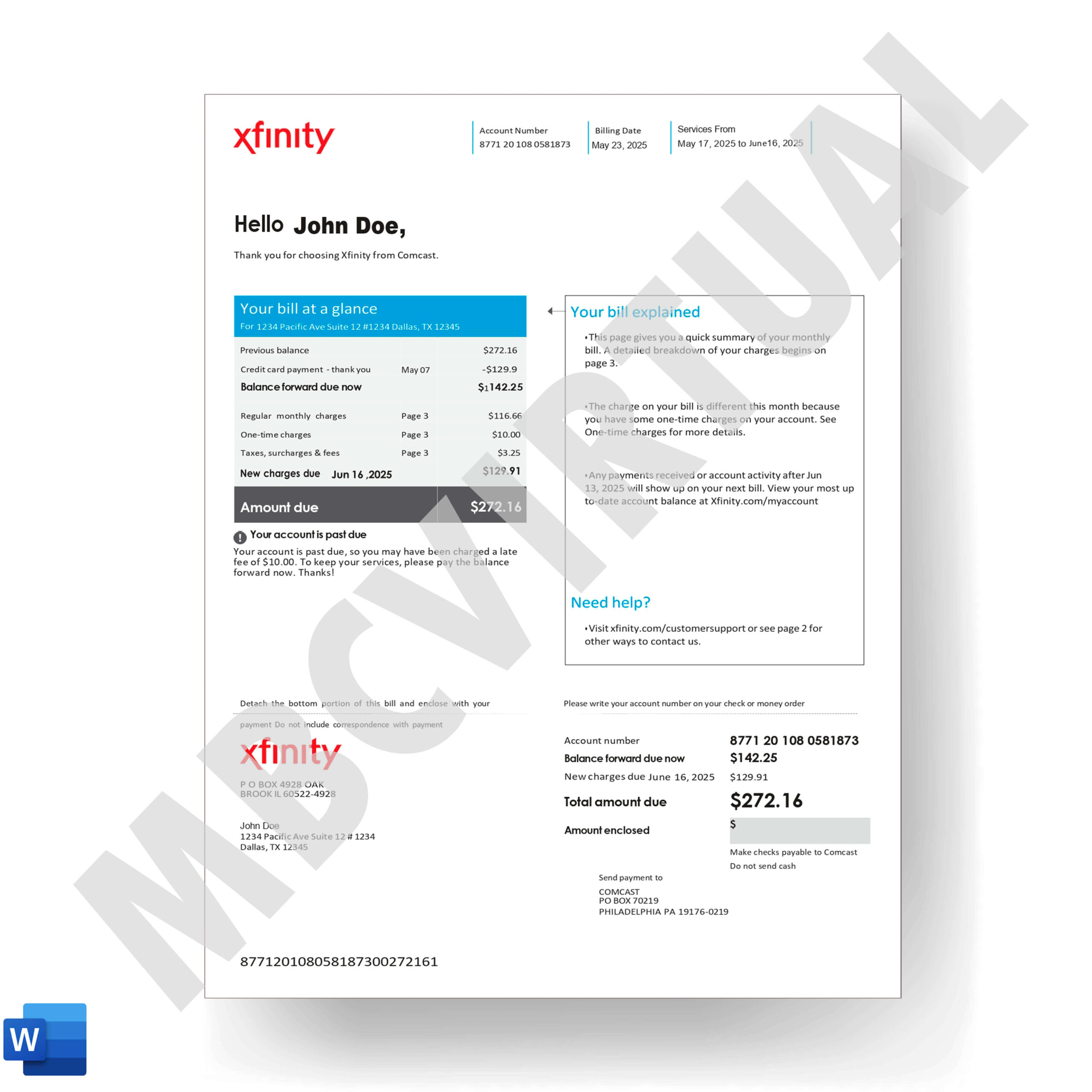 Xfinity Bill Template - MbcVirtual